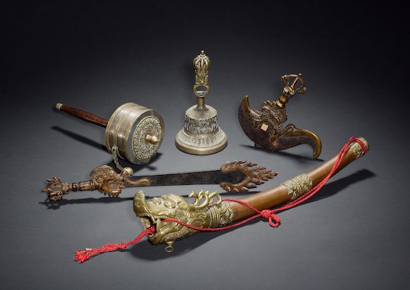 Bonhams : Five Himalayan or Tibetan ritual objects for Tantric, or ...
