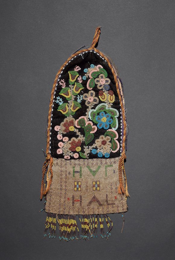 Bonhams : A Native American, beaded and textile pipe, or other bag