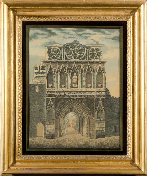 Bonhams : A C Fayerman (19th Century) Cathedral gateway, Norwich