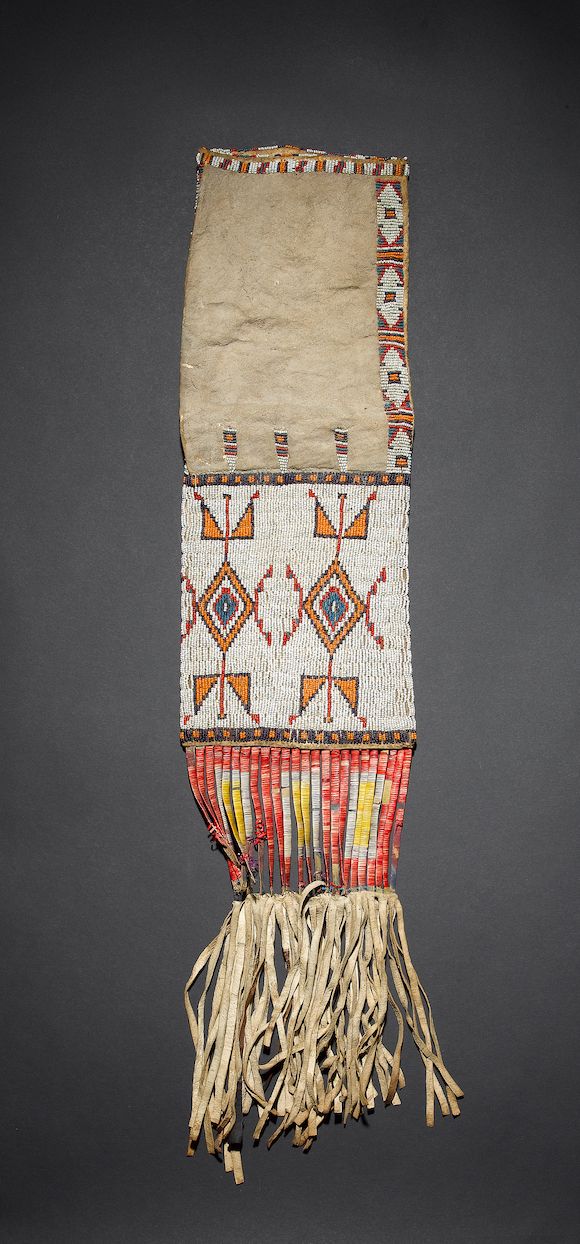 Bonhams : A Plains beaded hide pipe bag, probably Blackfoot or Crow ...