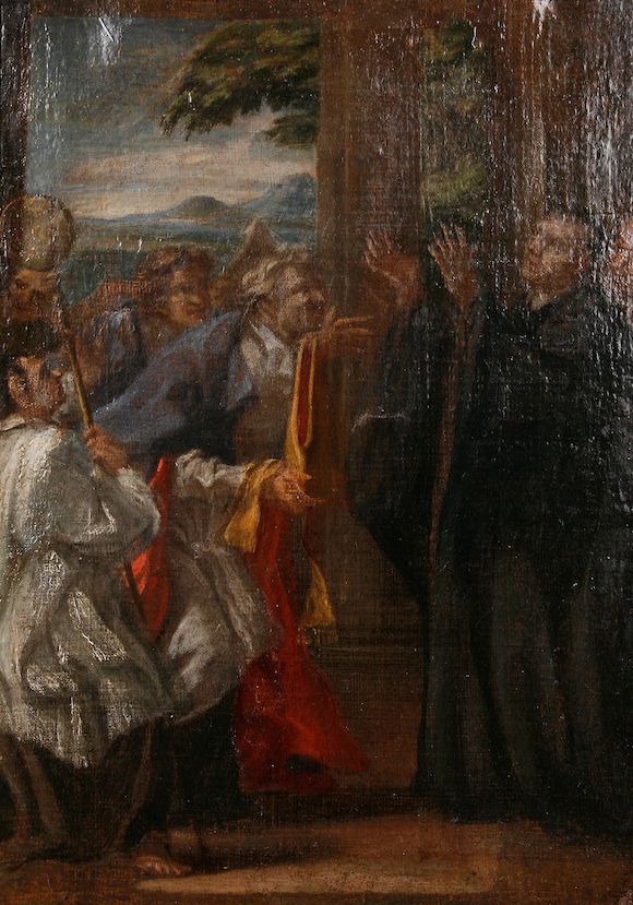 Bonhams : Venetian School, 18th Century A Dominican preaching to a bishop