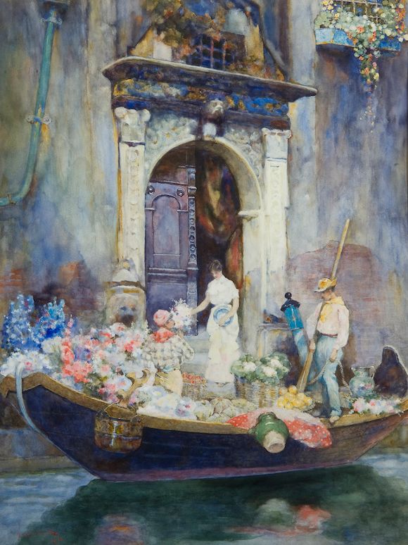 Bonhams : David Woodlock (British, 1842-1929) The flower sellers signed ...