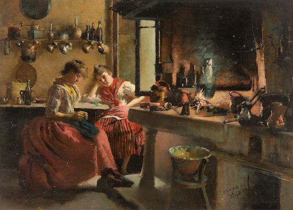 Bonhams : Oscar Wilson (British, 1867-1930) A rest from work