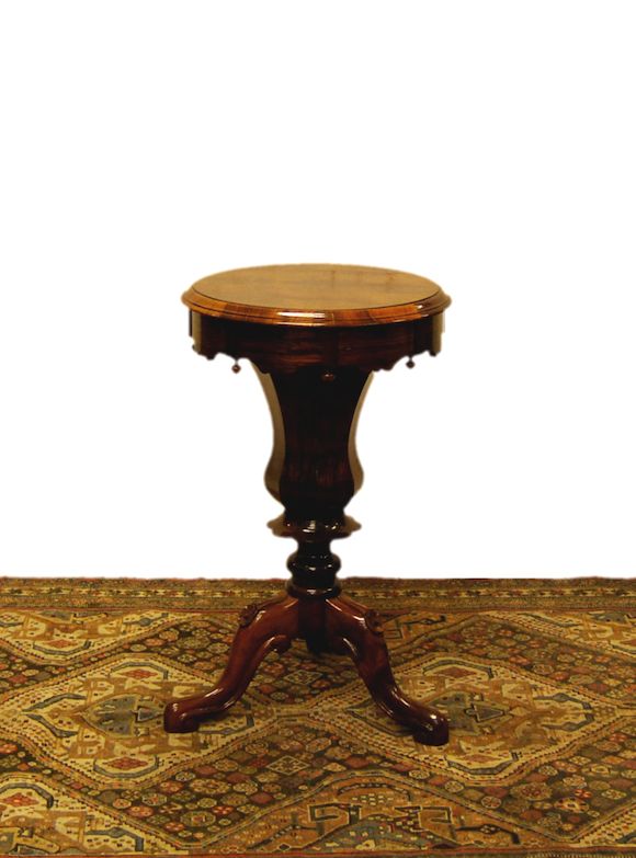 Bonhams : A Victorian rosewood pedestal work table