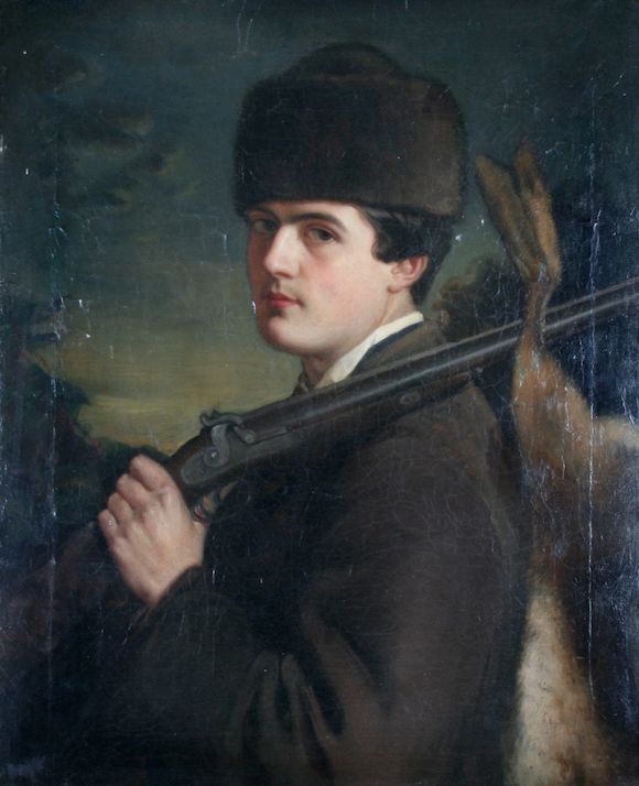 Bonhams : British School (mid-19th Century) - Portrait of a huntsman,
