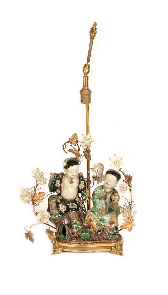 Bonhams : A 19th century Chinese famille verte ceramic group of the He ...