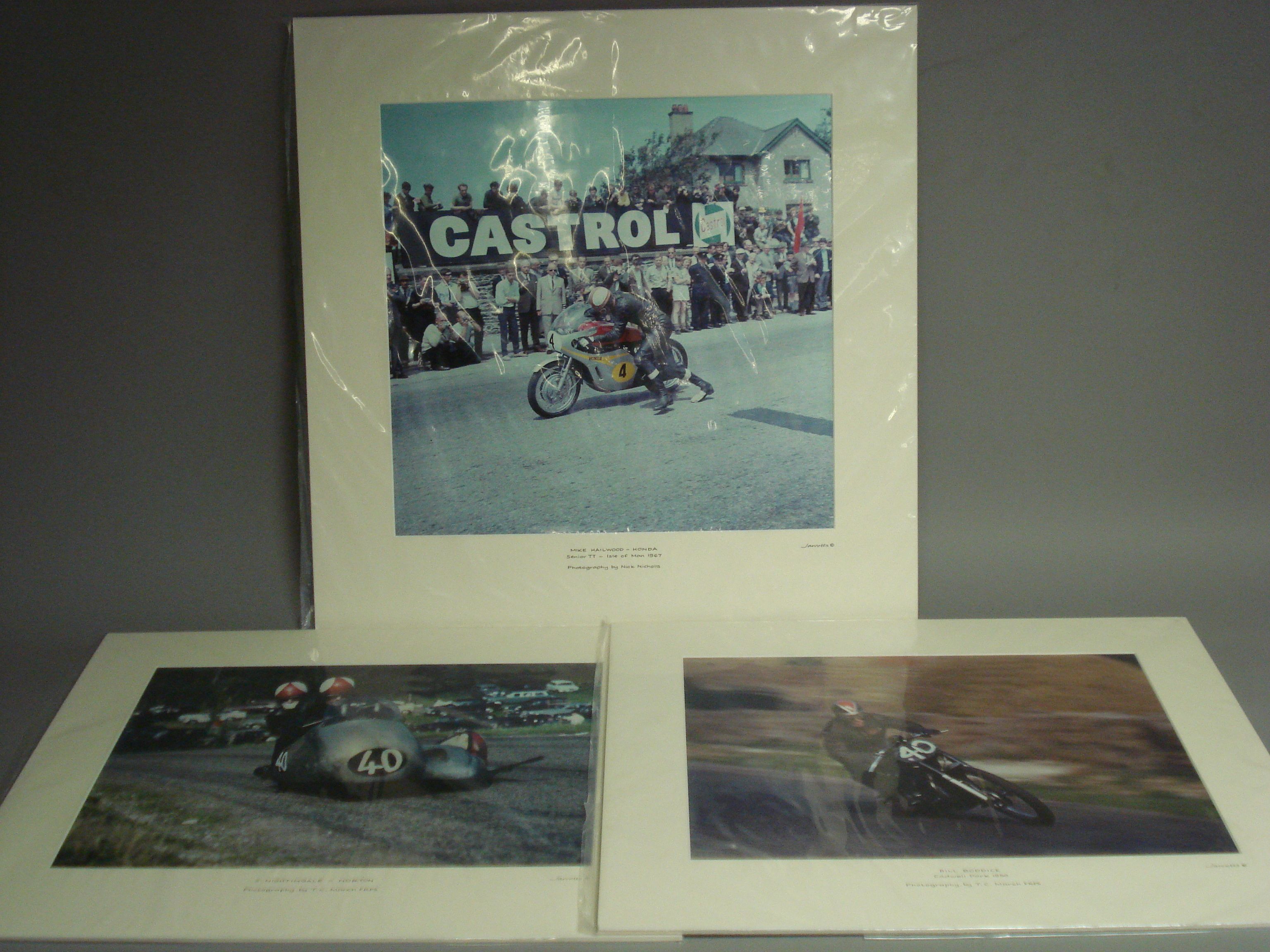 Bonhams Cars : Three separately mounted motorcycle racing colour ...