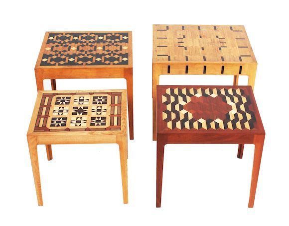 Bonhams : A nest of four David Medd 'specimen' wood tables