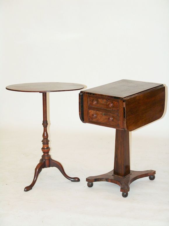 Bonhams : A Victorian rosewood drop flap work table,