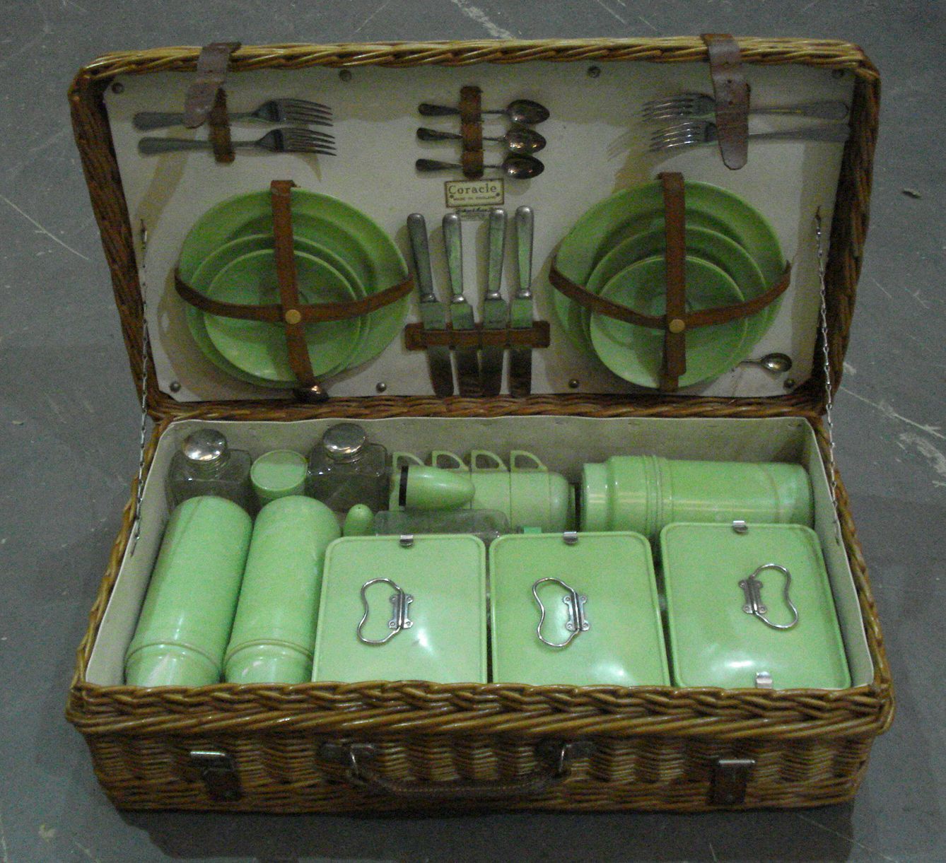Bonhams Cars : A four-person wicker picnic set by Coracle, for Fortnum ...