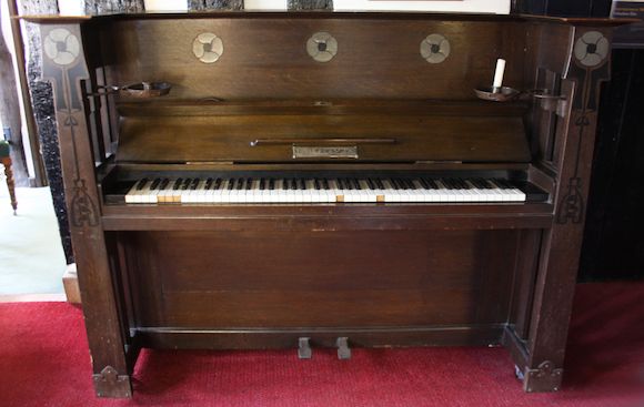 Bonhams : A rare oak, ebony and pewter inlaid upright piano, 'The ...