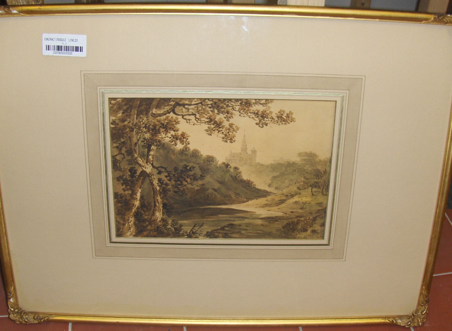 Bonhams : Circle of William Payne (British, 1760-1830) River landscape ...