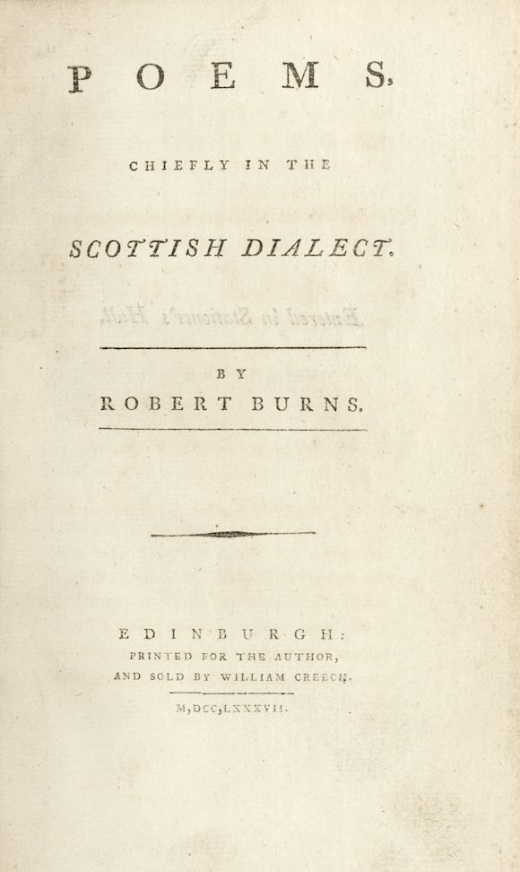 Bonhams : BURNS (ROBERT) Poems, Chiefly in the Scottish Dialect