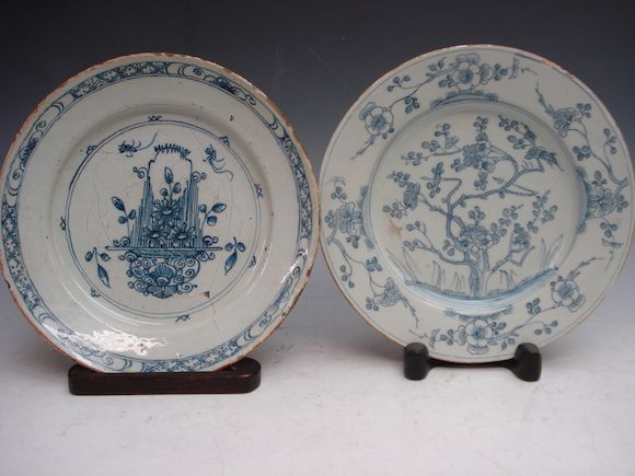 Bonhams : An unusual delft circular plate, probably Dublin 18th century