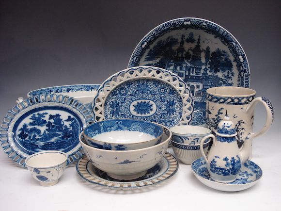 Bonhams : A collection of blue and white pearl ware 19th century