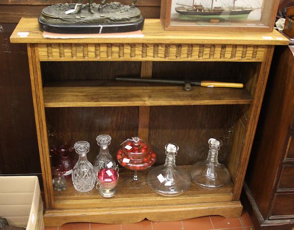 Bonhams : A late 19th Century oak dwarf breakfront bookcase,