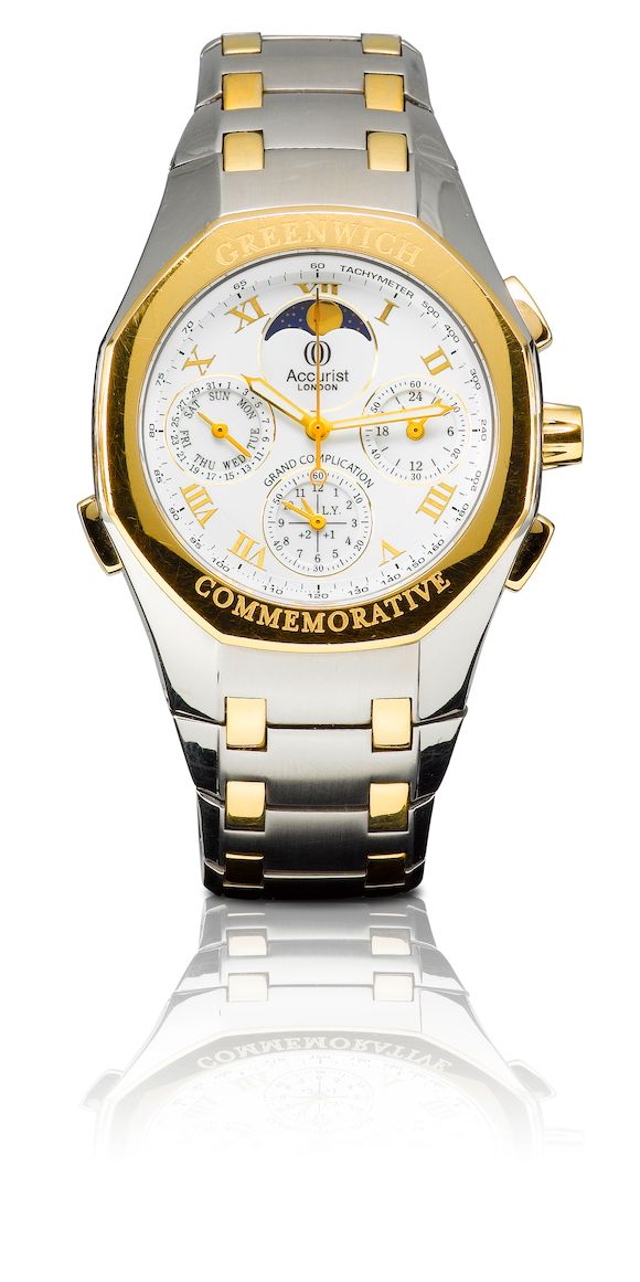 Bonhams : Accurist. A fine stainless steel quartz perpetual calendar ...