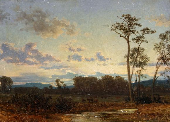 Bonhams : Karl Gustav Rodde (German, 1830-1906) A river landscape at sunset