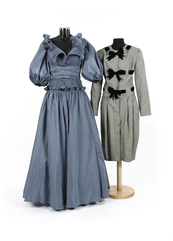 Bonhams : A Tom Bowker for Jean Varon grey/blue 1980s evening dress,