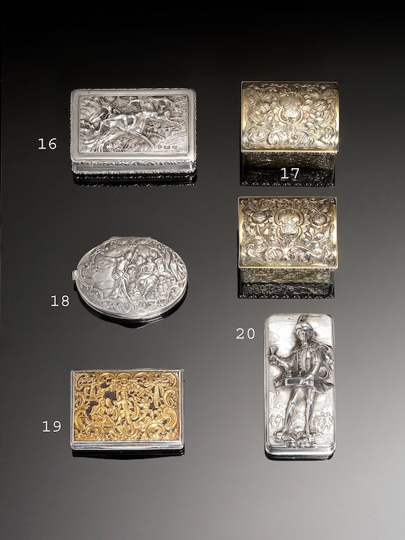 Bonhams : An early 18th century gold, silver and steel snuff box, unmarked,
