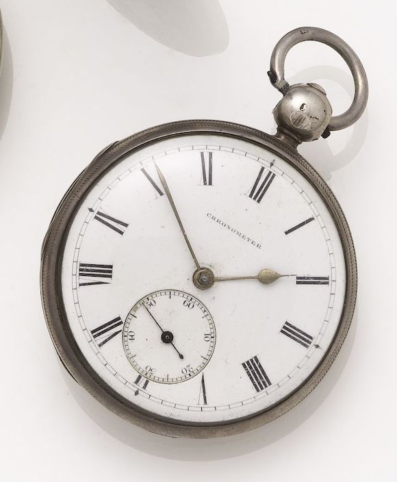 Bonhams : A silver open faced chronometer pocket watch