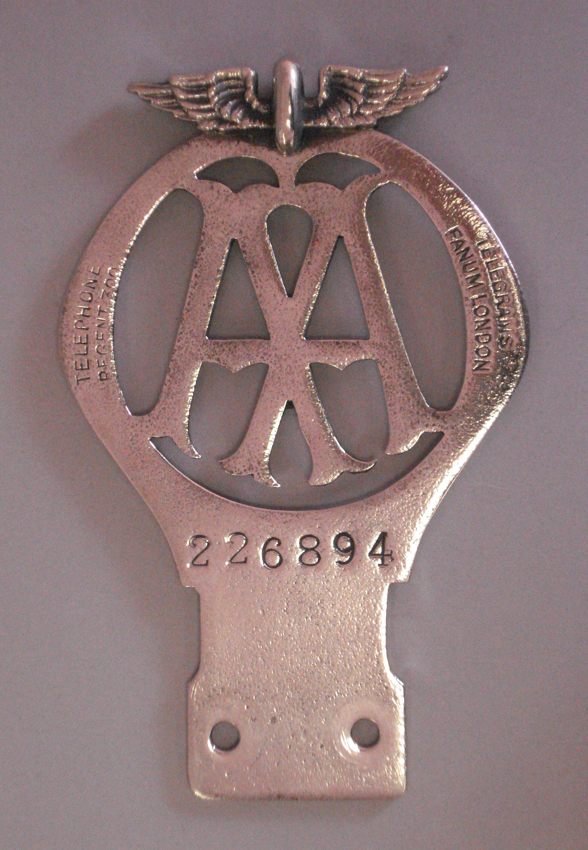 Bonhams Cars : An AA Badge,
