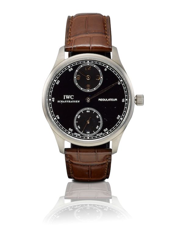 Bonhams : IWC. A fine and very rare titanium manual wind, regulator ...