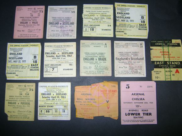 Bonhams : A collection of football tickets - mainly English Internationals