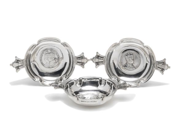 Bonhams : ROBERT EDGAR STONE: A set of three silver commemorative wine ...