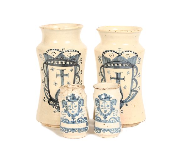 Bonhams : A matched pair of 18th century Spanish ceramic drug jars ...