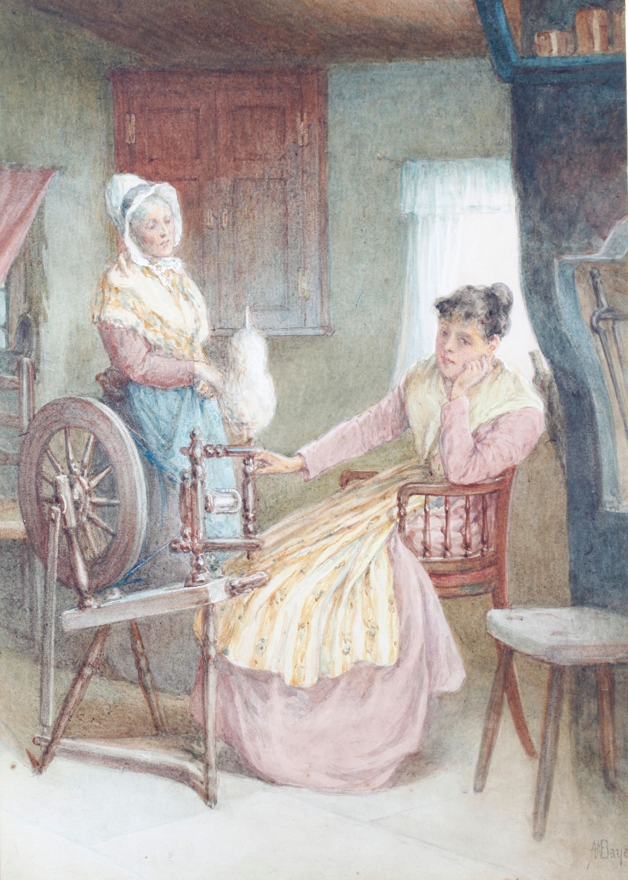 Bonhams : Alfred Walter Bayes (British, 1832-1909) Interior with young ...