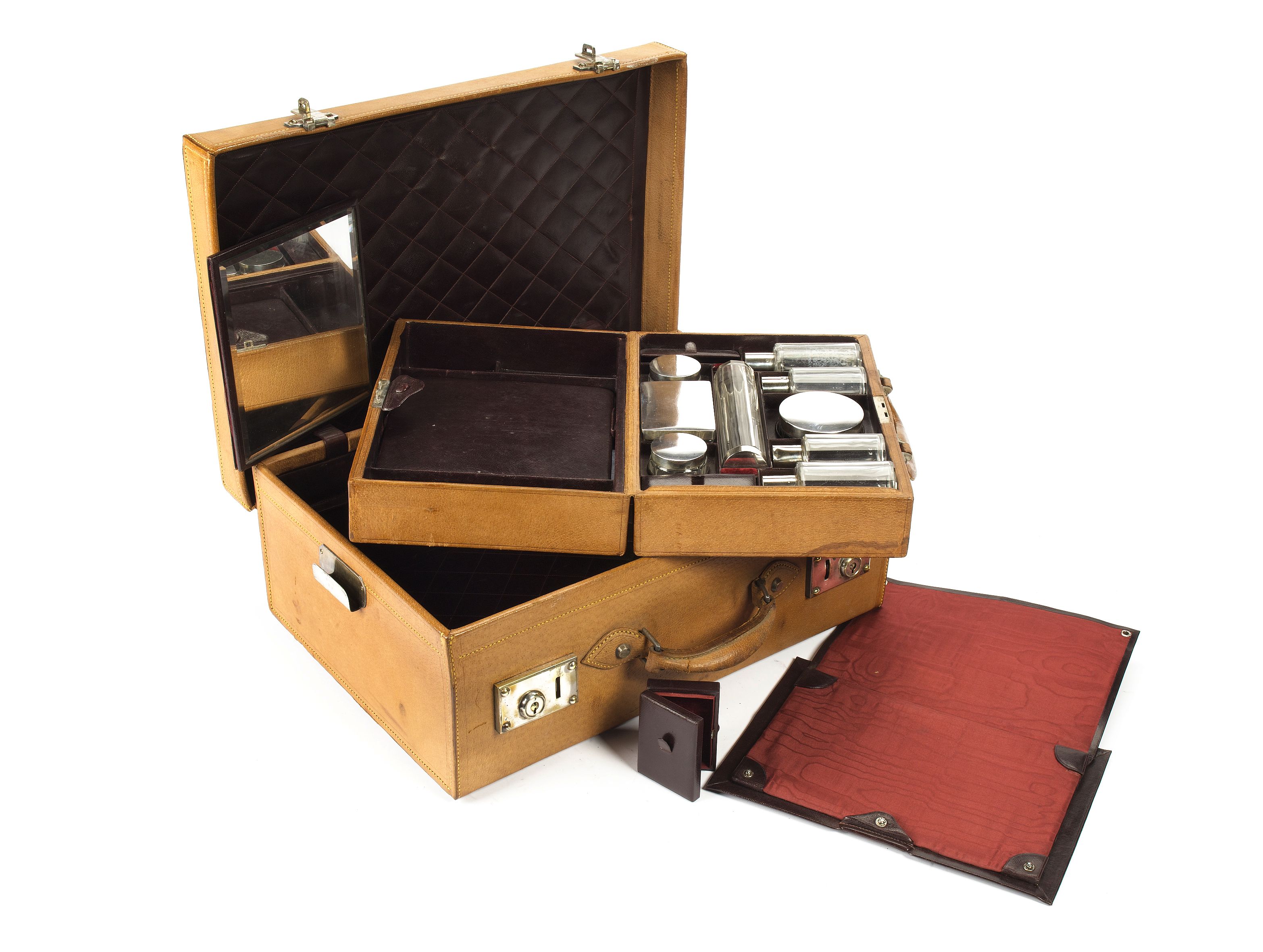 Bonhams Cars : A gentleman's leather travelling case with an internal ...