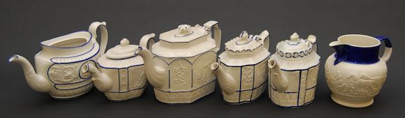 Bonhams : A group of five stoneware castleford teapots