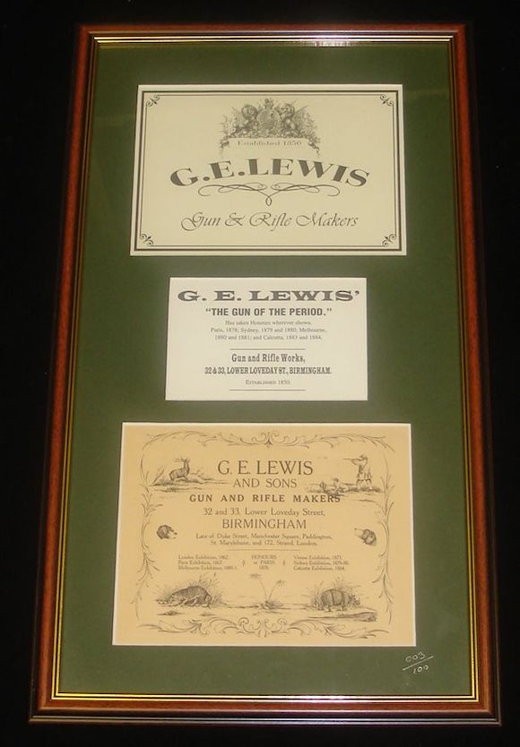 Bonhams : A mounted set of G.E. Lewis trade-labels