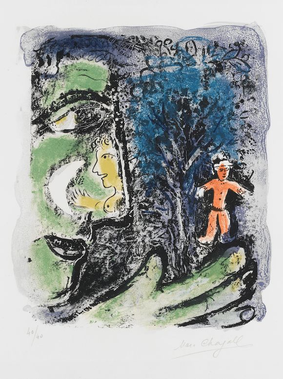 Bonhams : Marc Chagall (Russian/French, 1887-1985) Profil et l'enfant rouge Lithograph, printed ...
