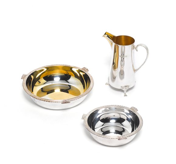 Bonhams : CHRISTOPHER NIGEL LAWRENCE: Two silver bowls and a cream jug ...