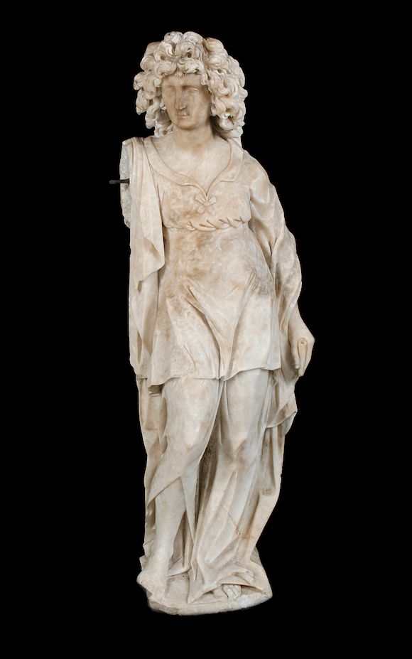 Bonhams : A large Flemish carved alabaster figure of the Angel Gabriel ...