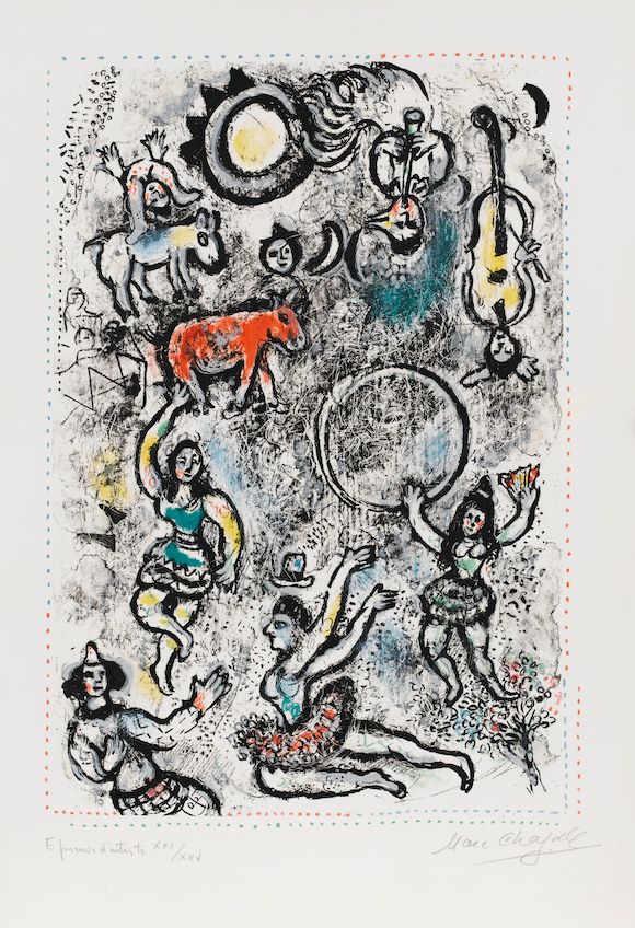 Bonhams : Marc Chagall (Russian/French, 1887-1985) Les Saltimbanques Lithograph, 1969, printed ...
