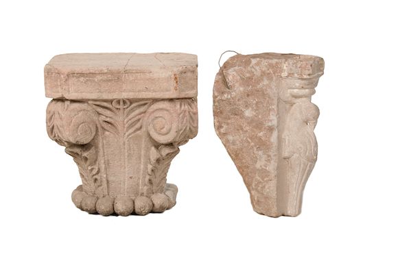 Bonhams : A French limestone capital together with a limestone bracket ...