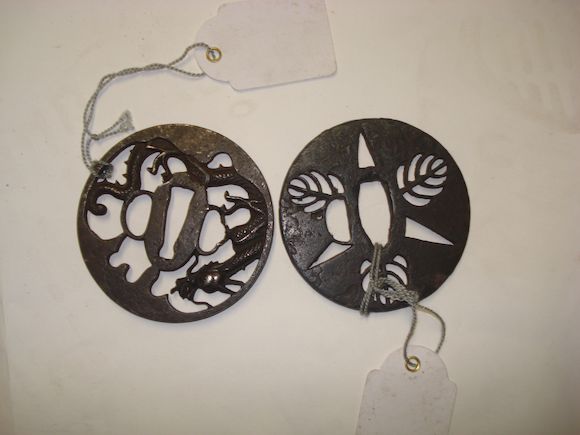 Bonhams : Two Circular Iron Sukashi Tsuba