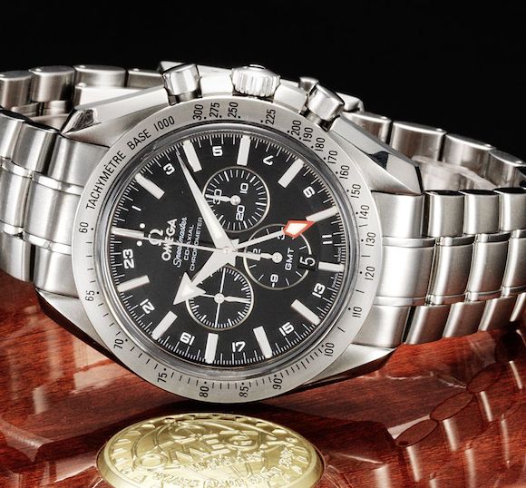 Bonhams : Omega. A stainless steel automatic chronograph calendar twin ...