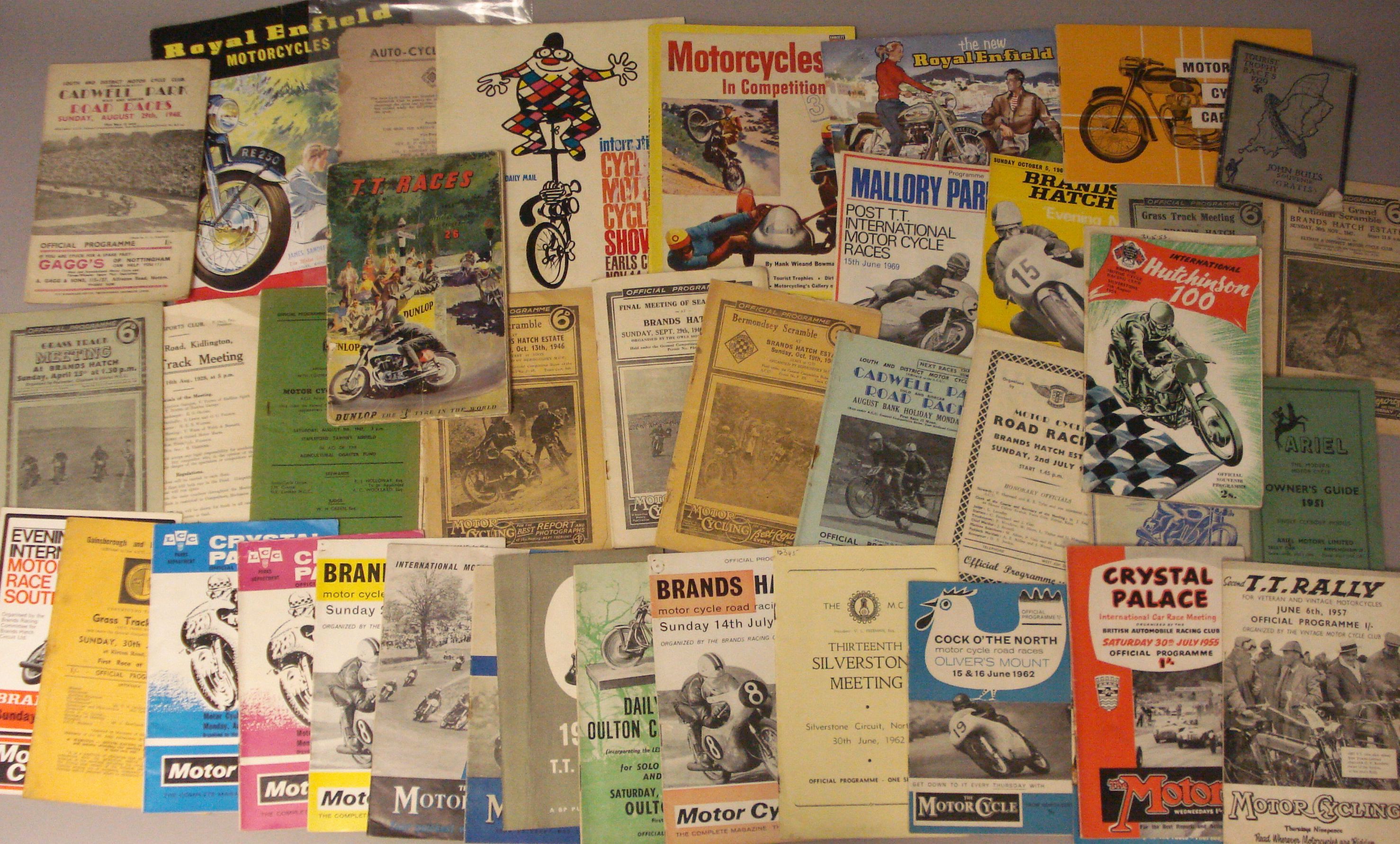 Bonhams Cars : A lot of motorcycle event programmes and brochures,