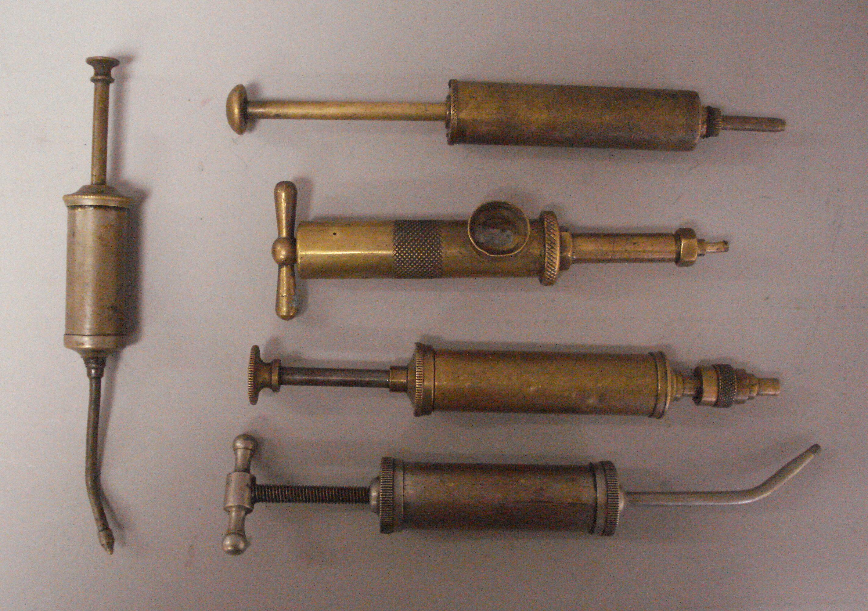 Bonhams Cars : A collection of Nickel & brass syringes, greasers and ...