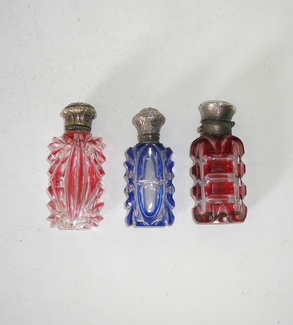 Bonhams : Three Victorian flash-cut glass and silver-mounted scent ...