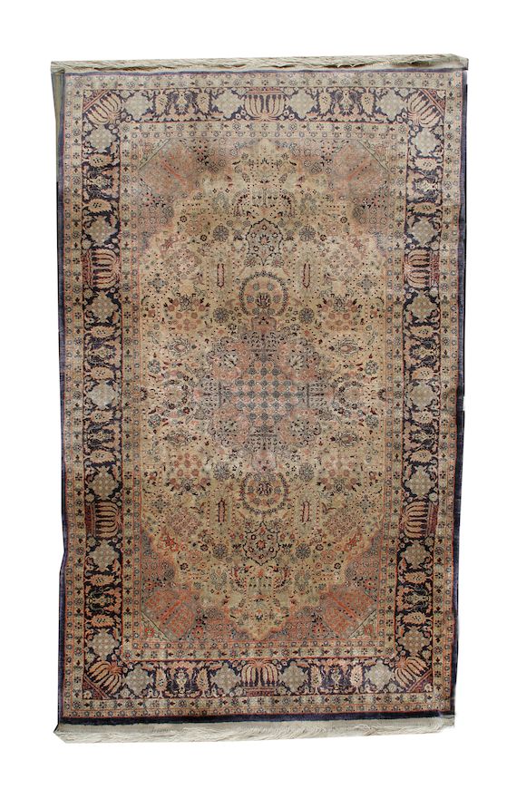 Bonhams : An Indian silk rug of Persian design 157cm x 94cm