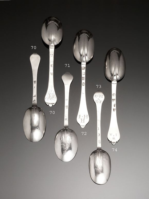 Bonhams : A William III silver trefid spoon, by Andrew Archer, London 1698,