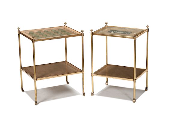 Bonhams : A matched pair of gilt brass two tier occasional tables in ...