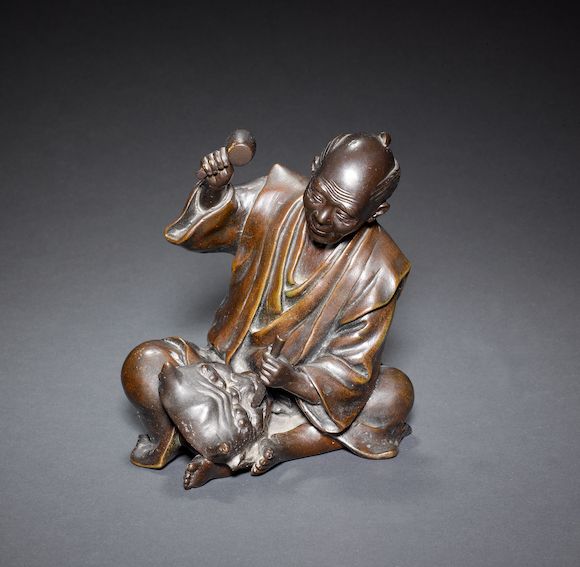 Bonhams : A bronze okimono of a mask maker Meiji/Taisho Period ...