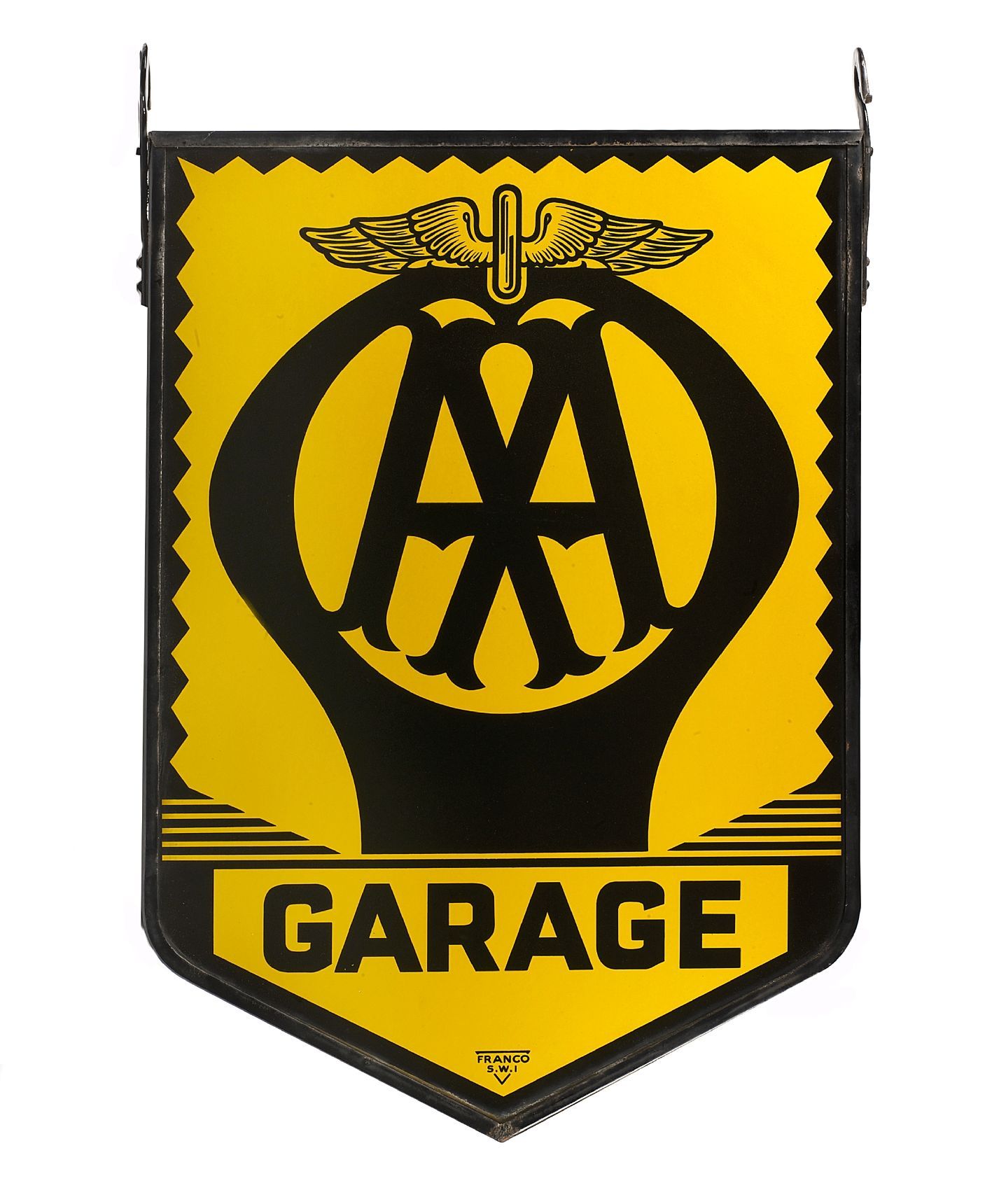 Bonhams Cars : An AA Garage enamel hanging sign,