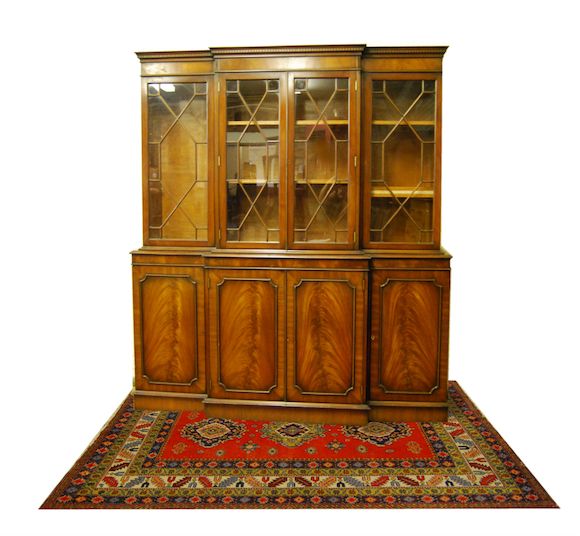 Bonhams : A reproduction mahogany breakfront library bookcase